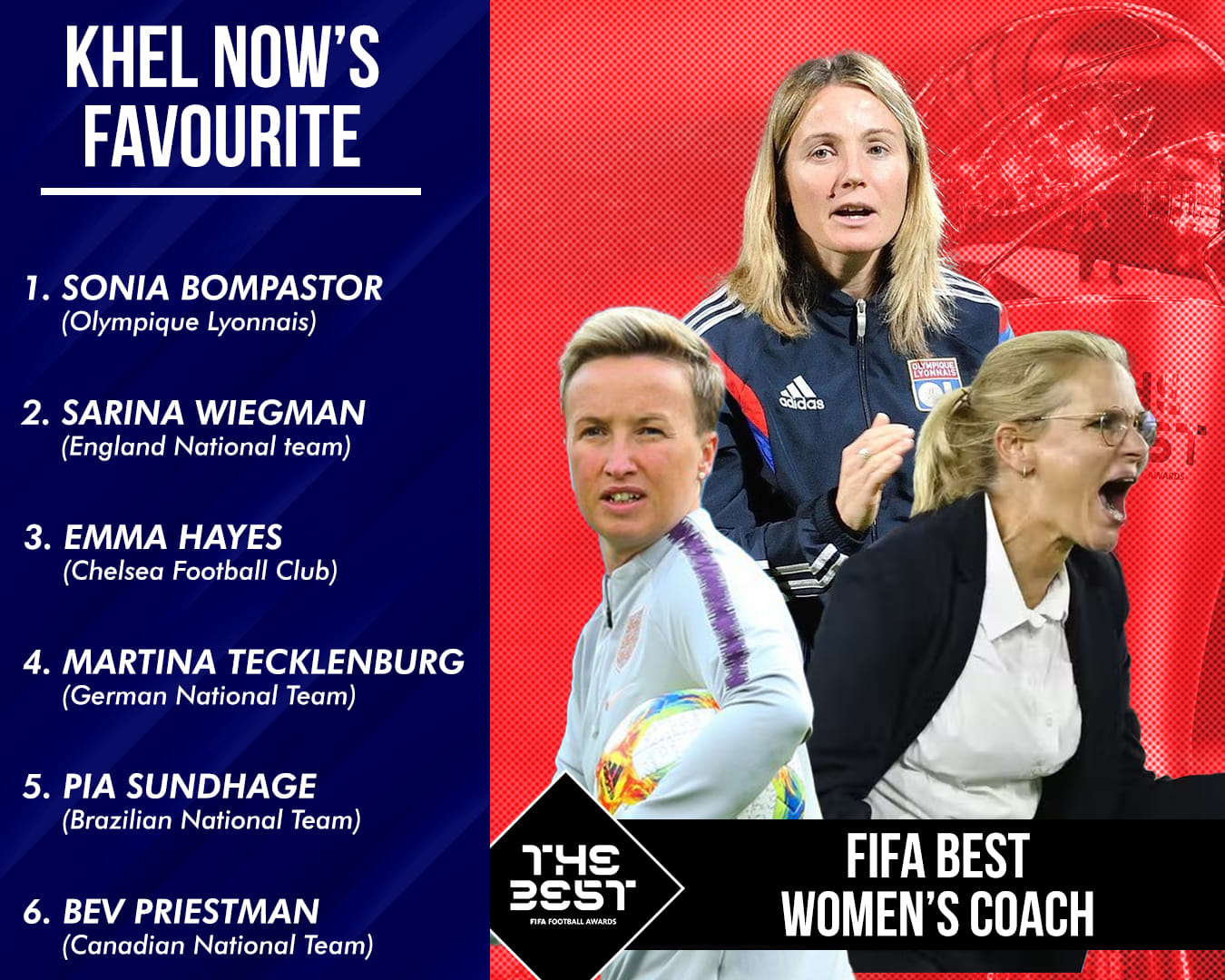 Ranking the top three favourites to win the FIFA Best Women’s Coach Award