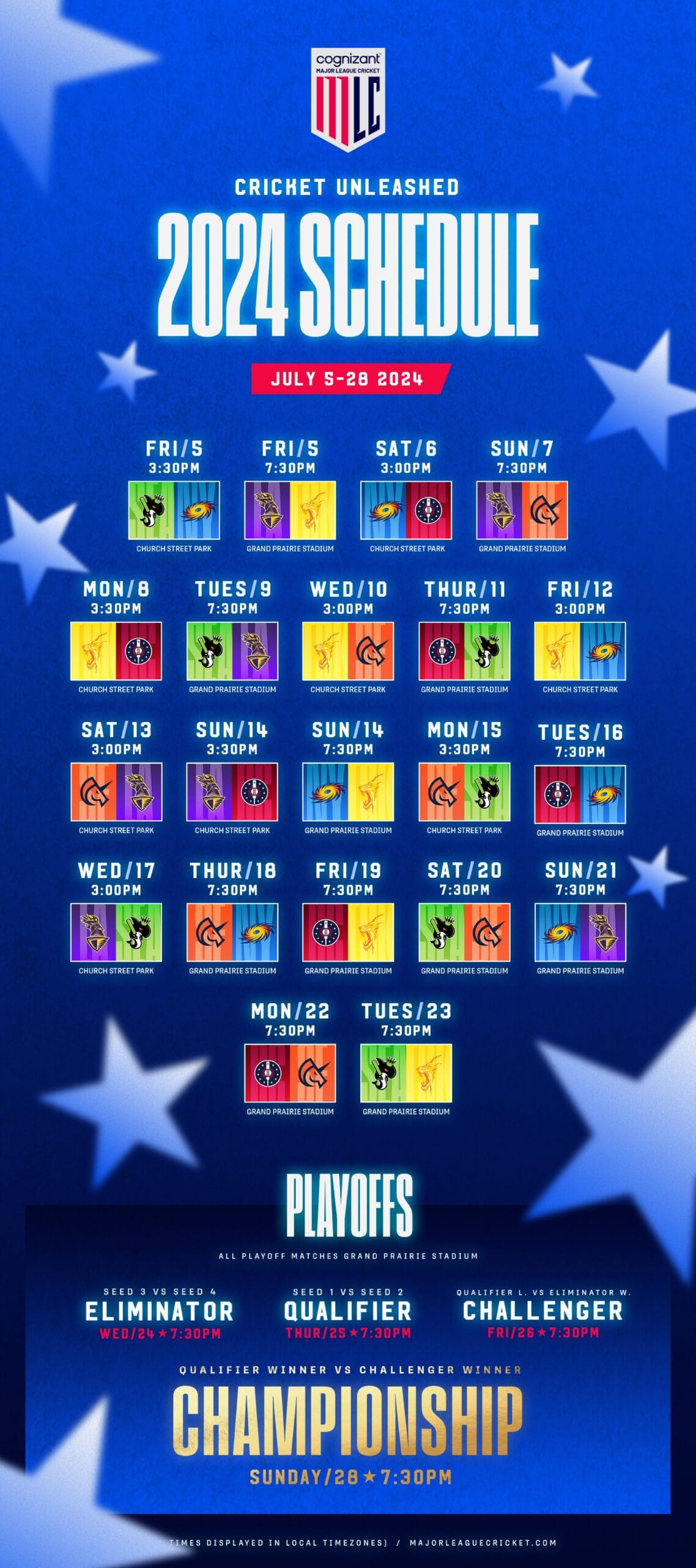 Major League Cricket (MLC) 2024 schedule announced; Tournament to kick ...