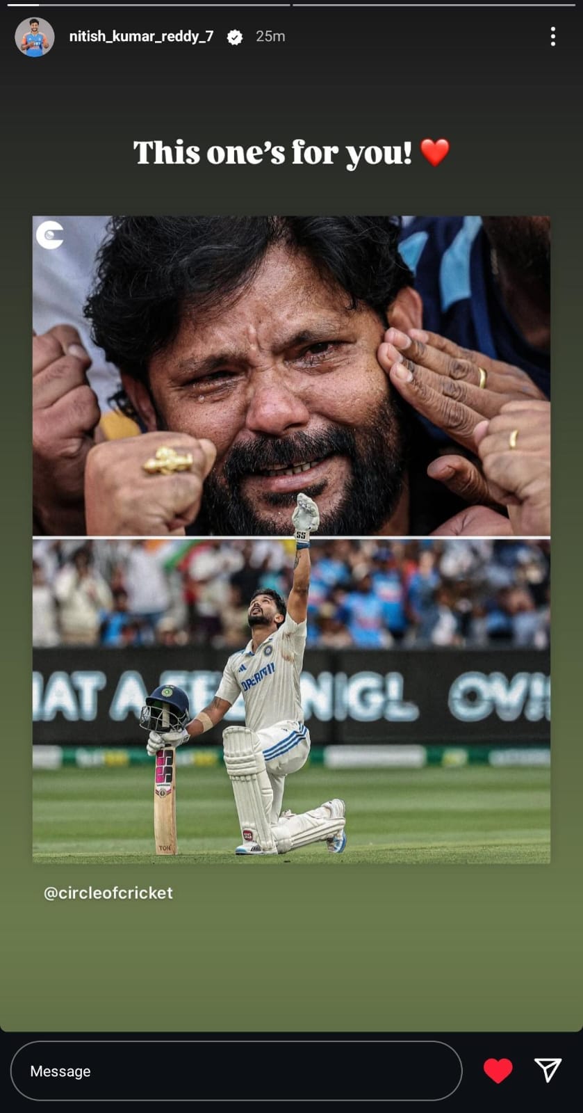 BGT 2024-25: "This one's for you" Nitish Kumar Reddy posts emotional ...