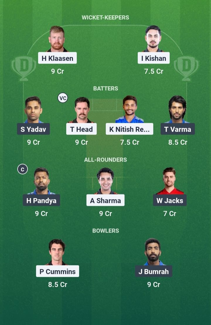 SRH vs MI Dream11 Prediction, Dream11 Playing XI, Today Match 41, IPL 2025