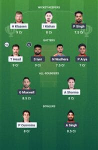 SRH vs PBKS Dream11 Prediction, Dream11 Playing XI, Today Match 27, IPL 2025