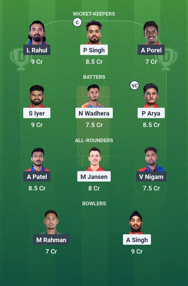PBKS vs DC Dream11 Prediction, Dream11 Playing XI, Today Match 66, IPL 2025 (Indian T20 League)