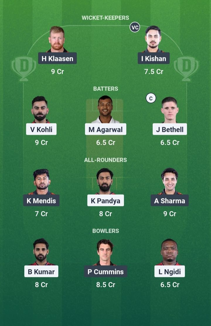 RCB vs SRH Dream11 Prediction Today Match 65 IPL 2025 RCB vs SRH Dream11 Prediction Today Match 65 IPL 2025
