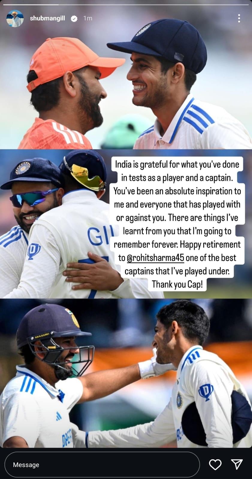 "You've been an inspiration.." Shubman Gill pays tribute to Rohit Sharma following his ...