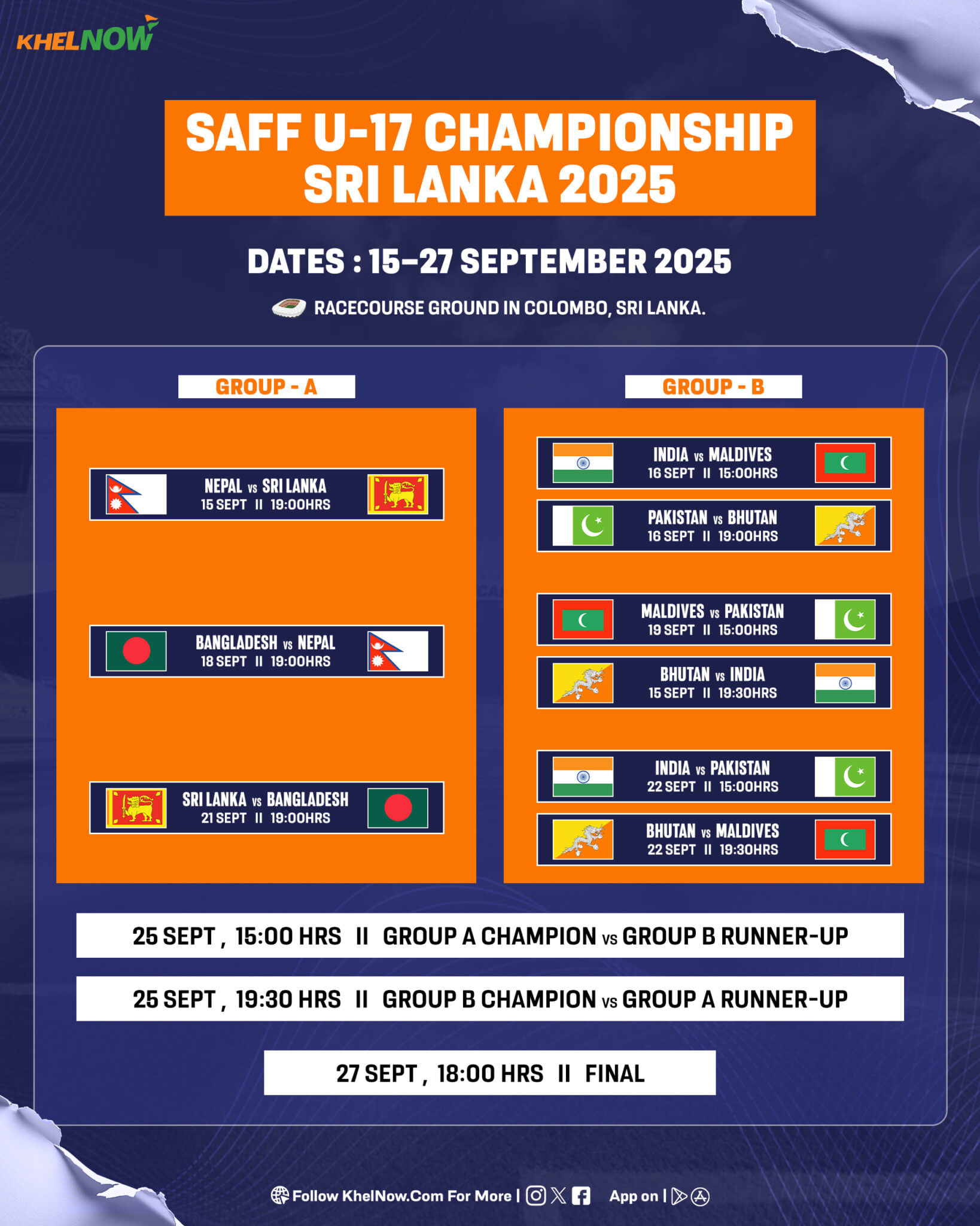 India's full schedule for SAFF U17 Championship 2025 confirmed