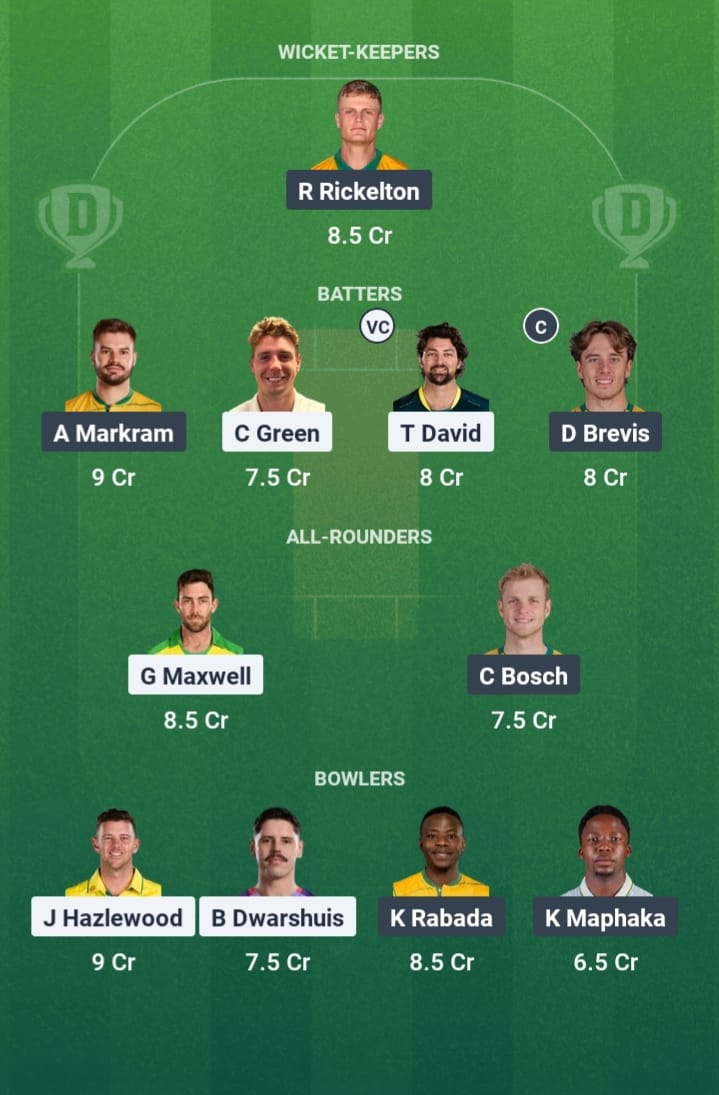 AUS vs SA Dream11 Prediction Today Match 3rd T20I Australia vs South Africa T20I series 2025