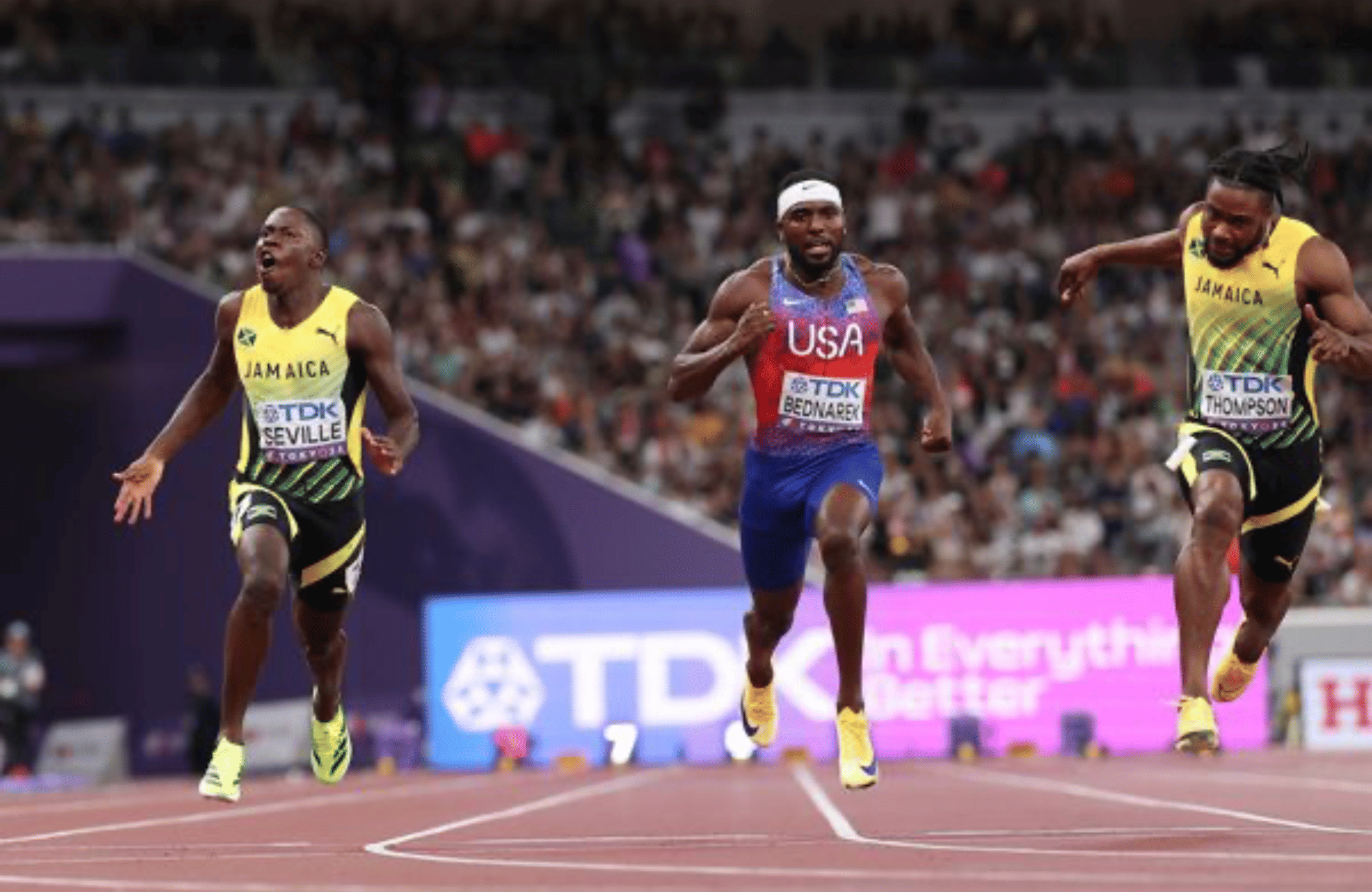 Oblique Seville produces new PB to win 100m gold at World Athletics Championships 2025 ...Middle ...